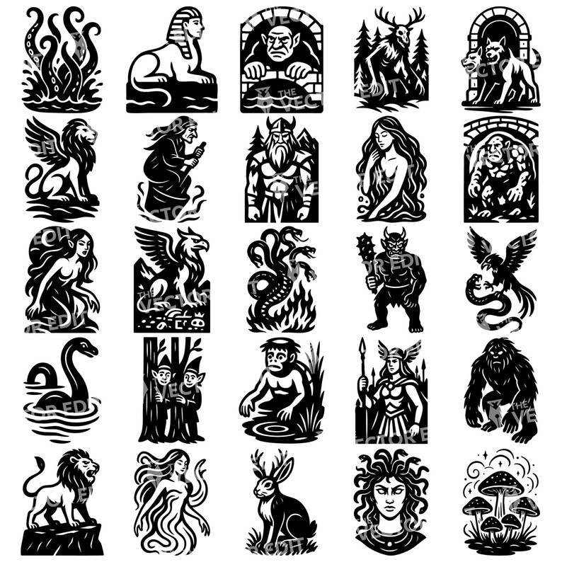 Mythical Creature SVG Mega Bundle | Fantasy PNG Clipart, Legendary ...