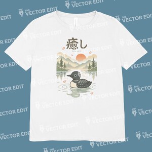 Loon Lake Scene T-shirt Design PNG Vector, Sublimation DTF DTG & Heat ...