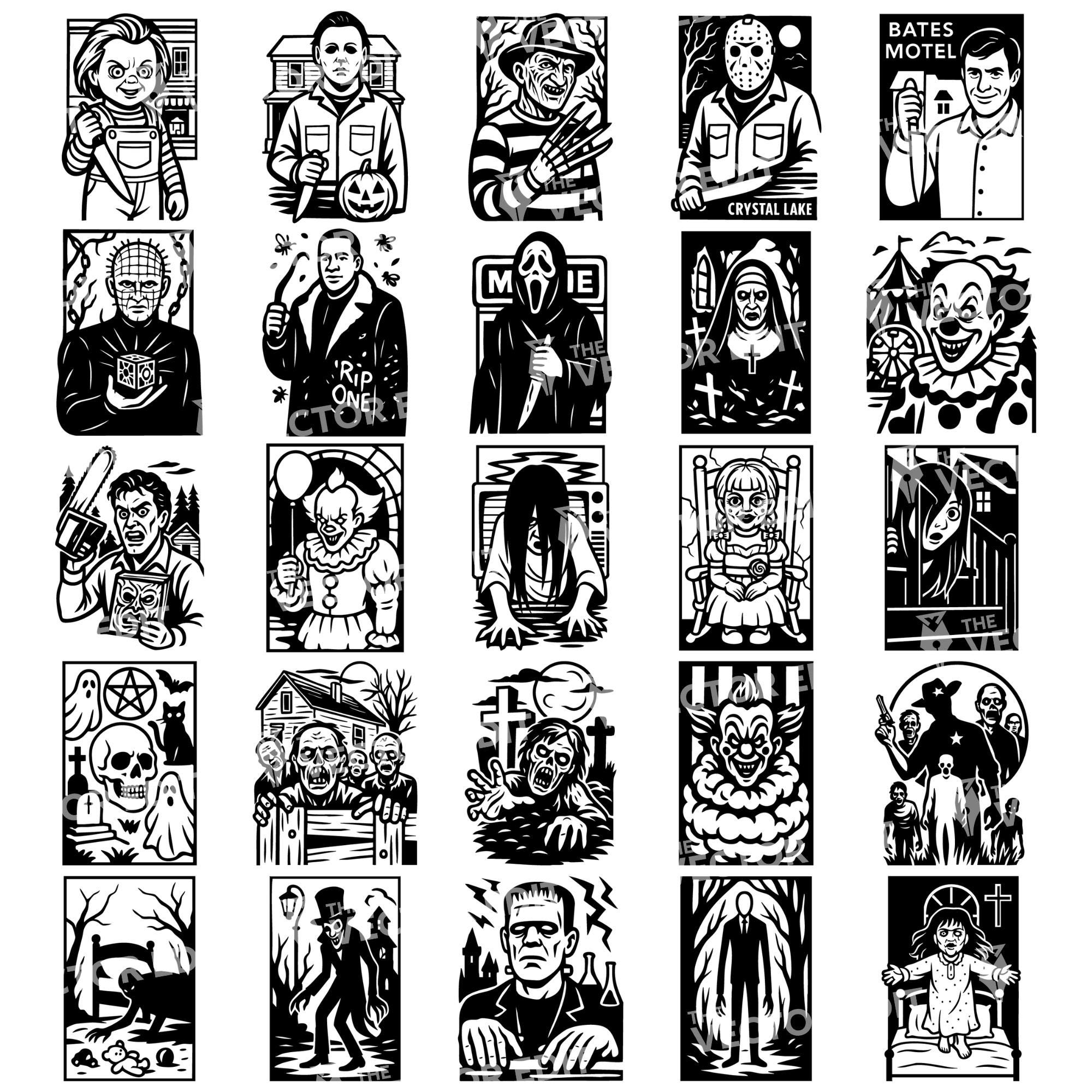 Horror SVG Bundle | Classic Horror Movie Retro Halloween Clipart ...