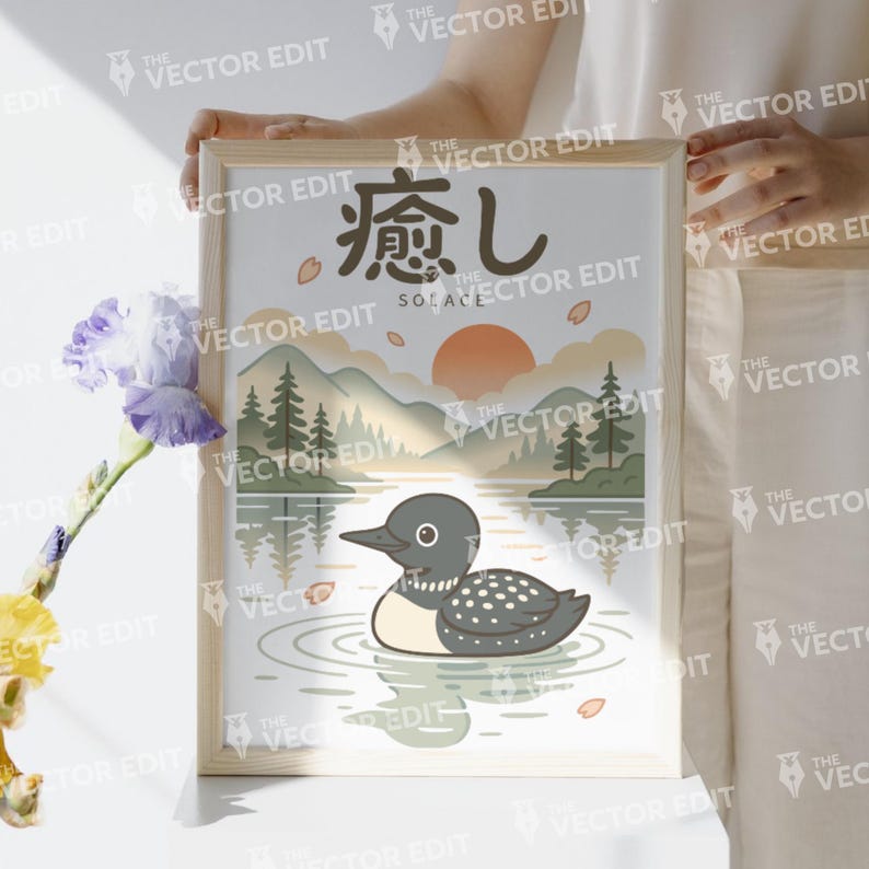 Loon Lake Scene T-shirt Design PNG Vector, Sublimation DTF DTG & Heat ...