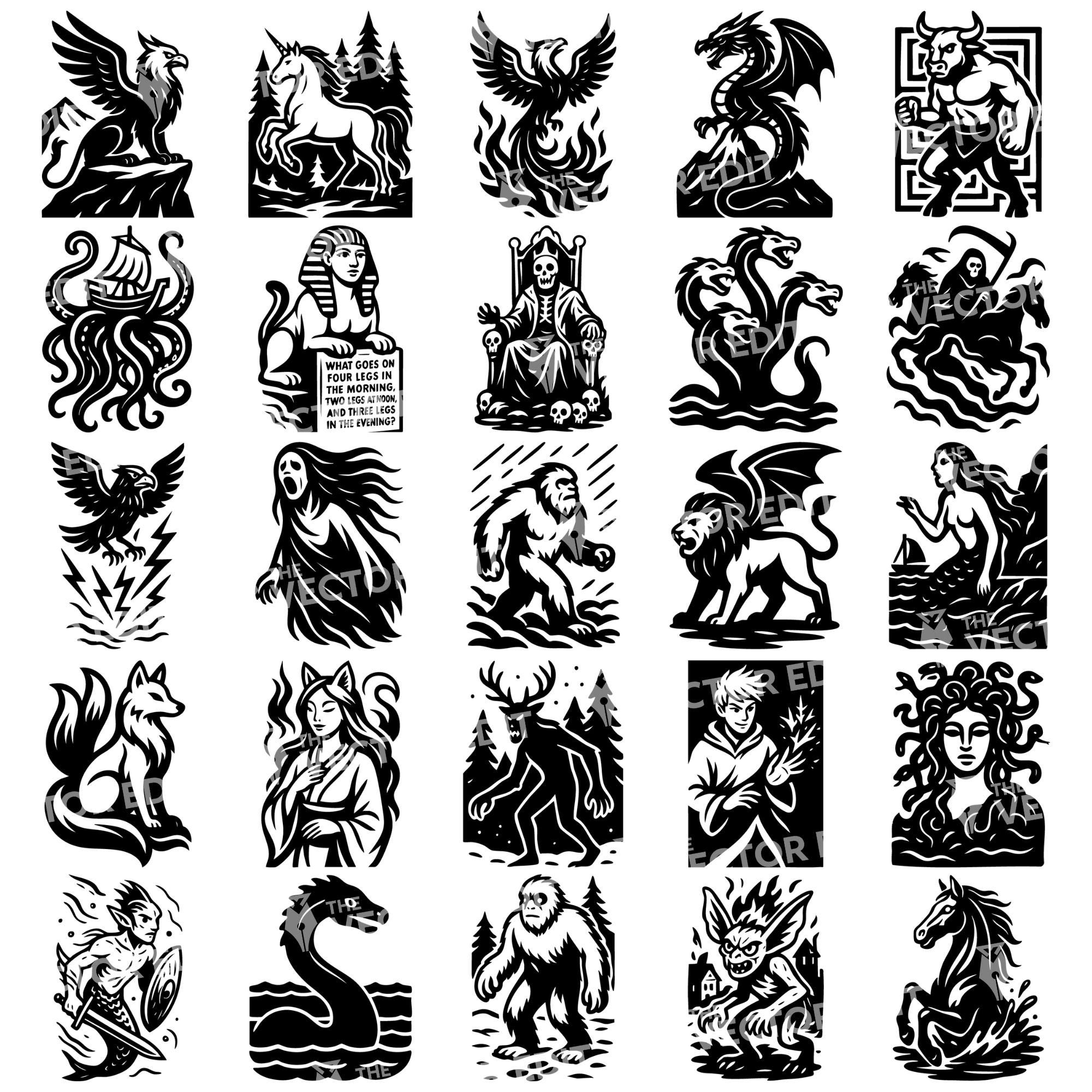 Mythical Creature SVG Mega Bundle | Fantasy PNG Clipart, Legendary ...