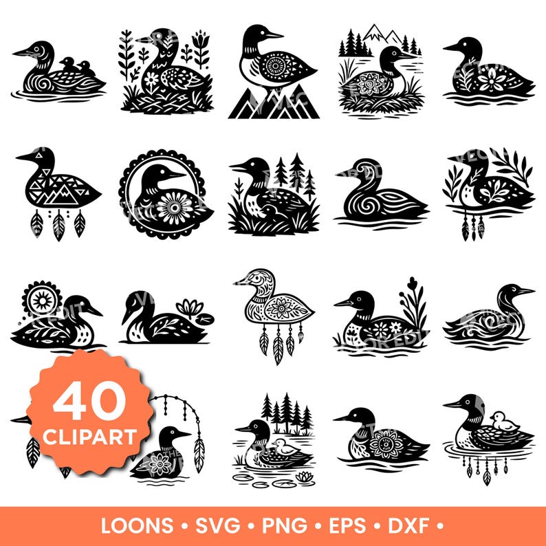 Loon Silhouette SVG Bundle: Wildlife Clipart for Cricut - Etsy