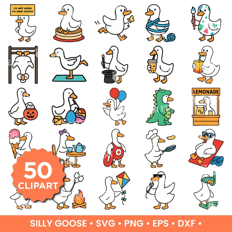 Silly Goose SVG PNG Bundle | Funny Goose Eps Dxf | Layered SVG Files ...