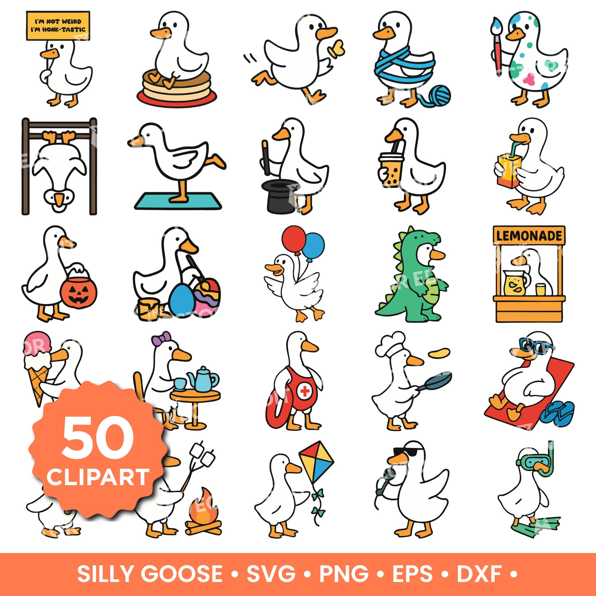 Silly Goose SVG PNG Bundle | Funny Goose Eps Dxf | Layered SVG Files ...