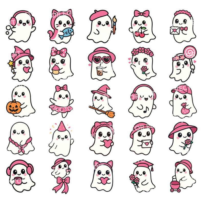 Cute Coquette Pink Ghost SVG PNG Bundle Pink Ghost Layered SVG Pink ...