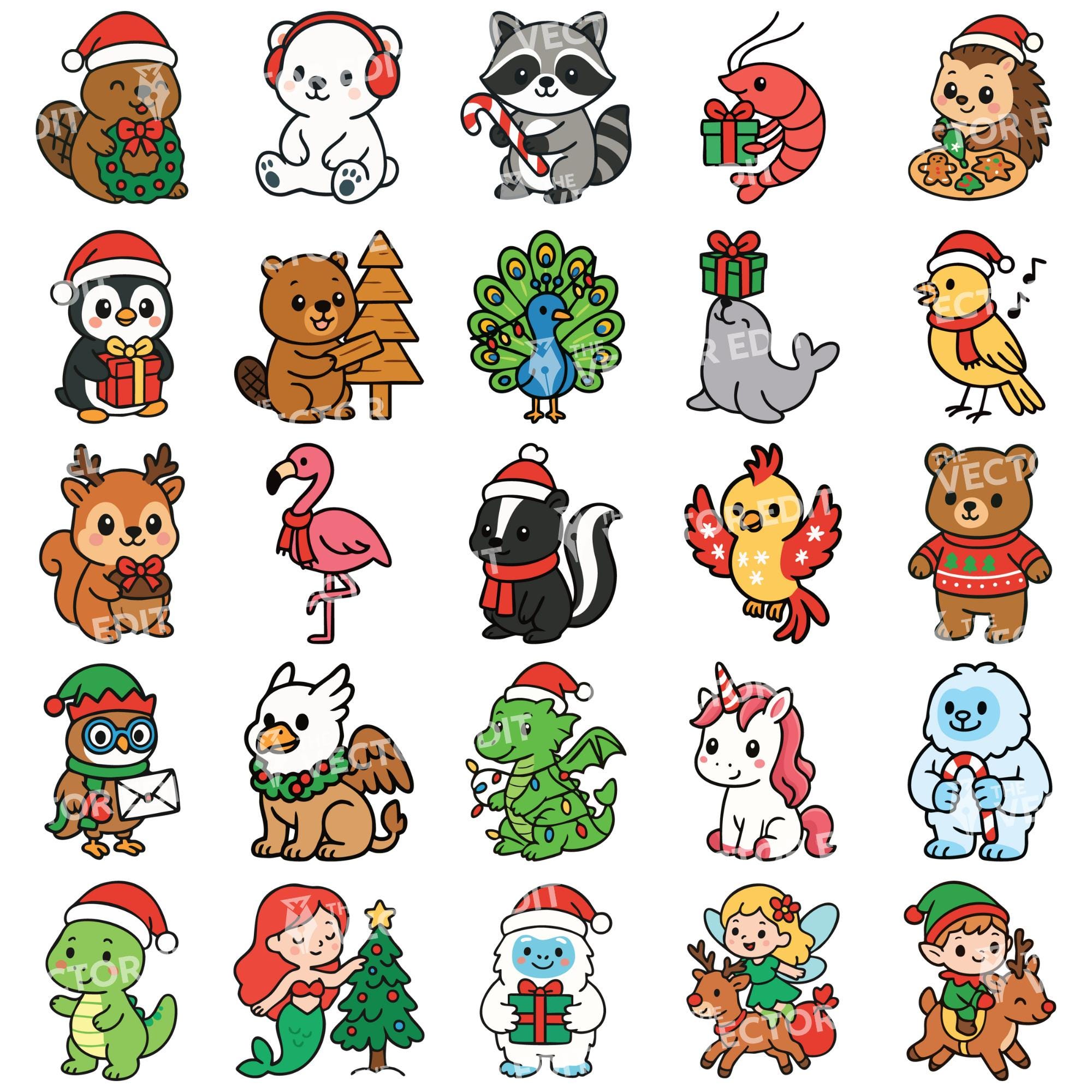 Christmas Animal SVG Bundle | Fantasy & Magical Animal Clipart Layered ...