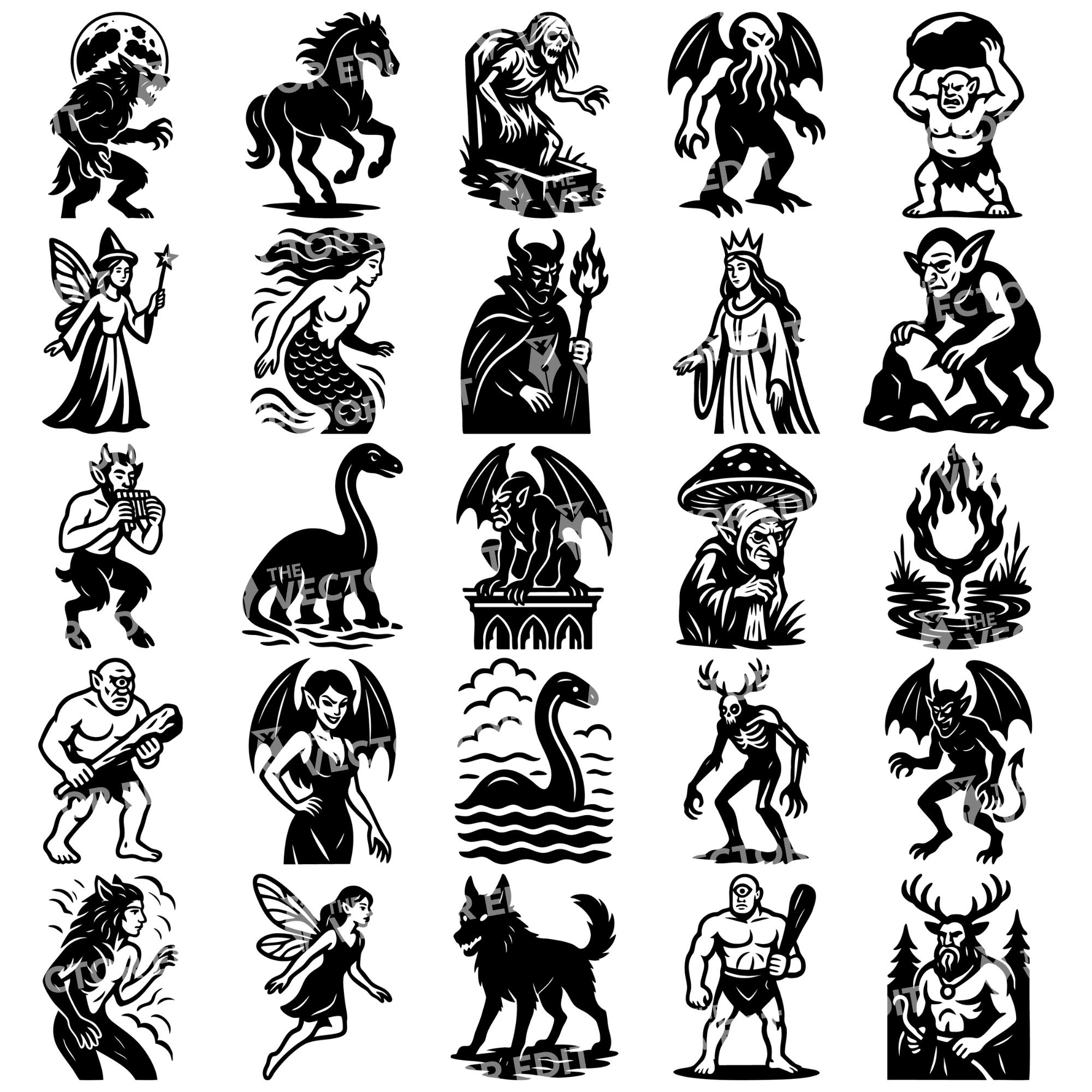 Mythical Creature SVG Mega Bundle | Fantasy PNG Clipart, Legendary ...