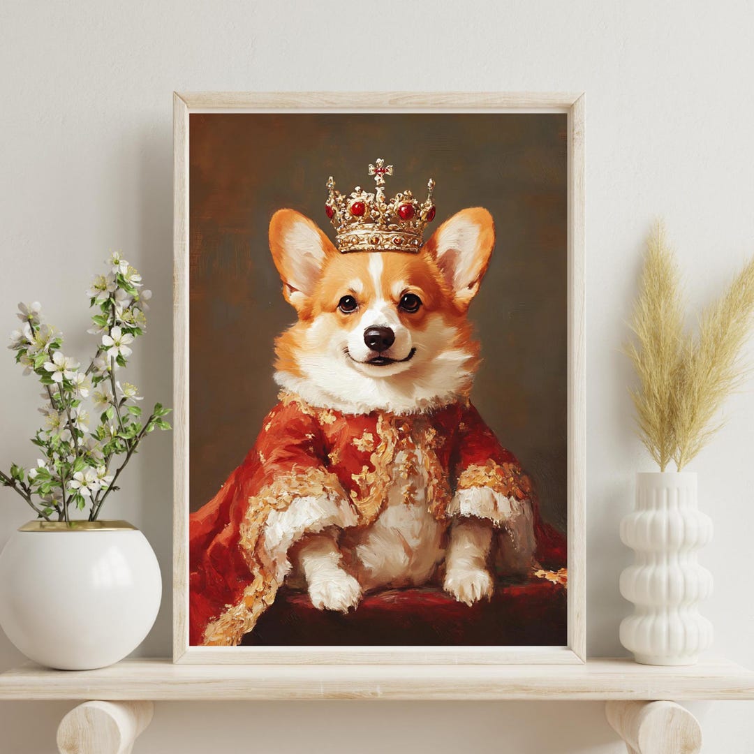 Royal Corgi Puzzle Noble Dog in Crown and Regal Attire - Etsy