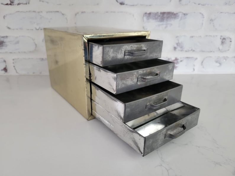 Vintage 4 Drawer Small Parts Metal Cabinet - Etsy