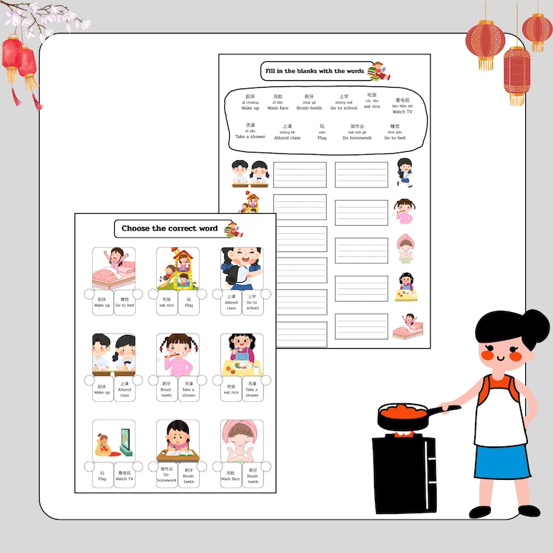 Daily Routine Chinese Worksheets for Kids – 11 Printable PDF Pages - Etsy