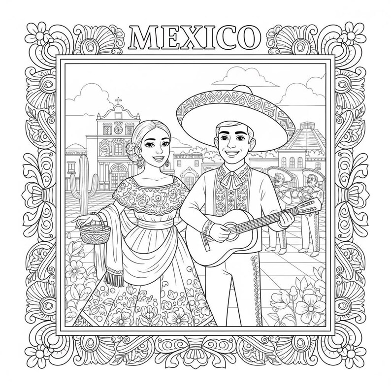 Coloring Pages of Traditional Costumes for Children - Etsy