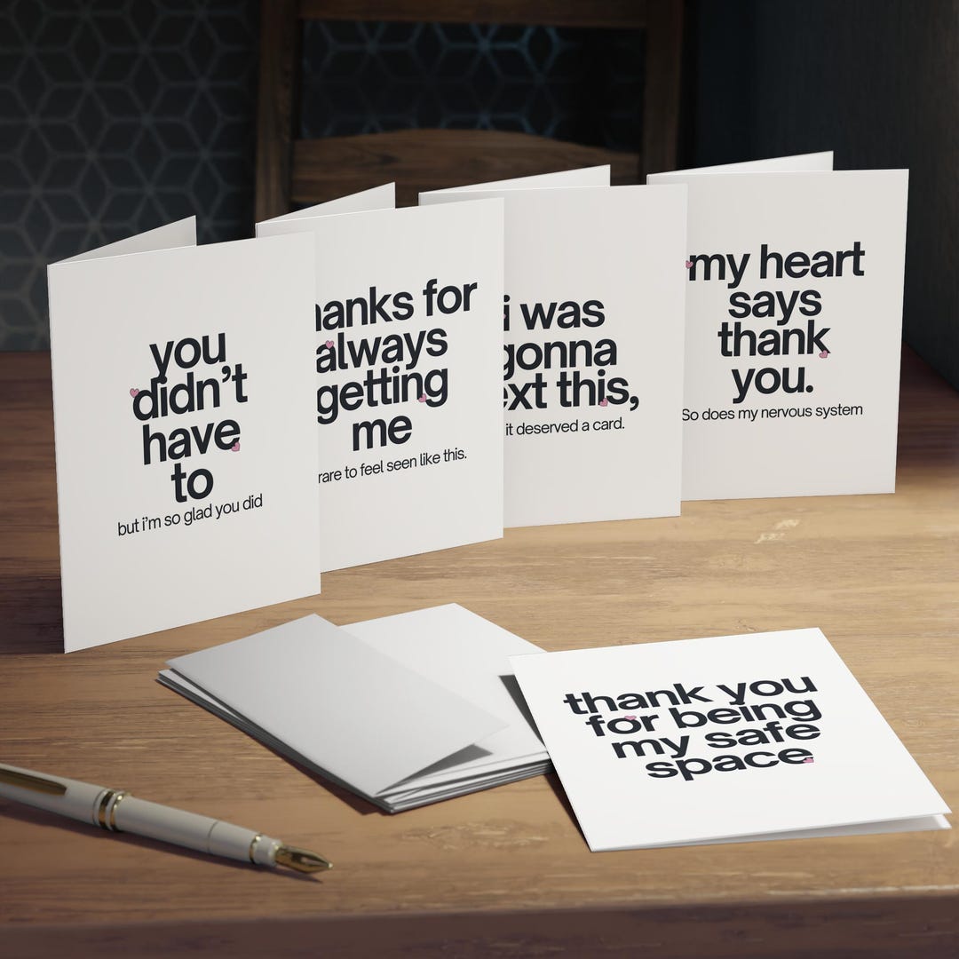 Minimalist Thank You Card Set - 5 Funny and Heartfelt Greeting Cards ...