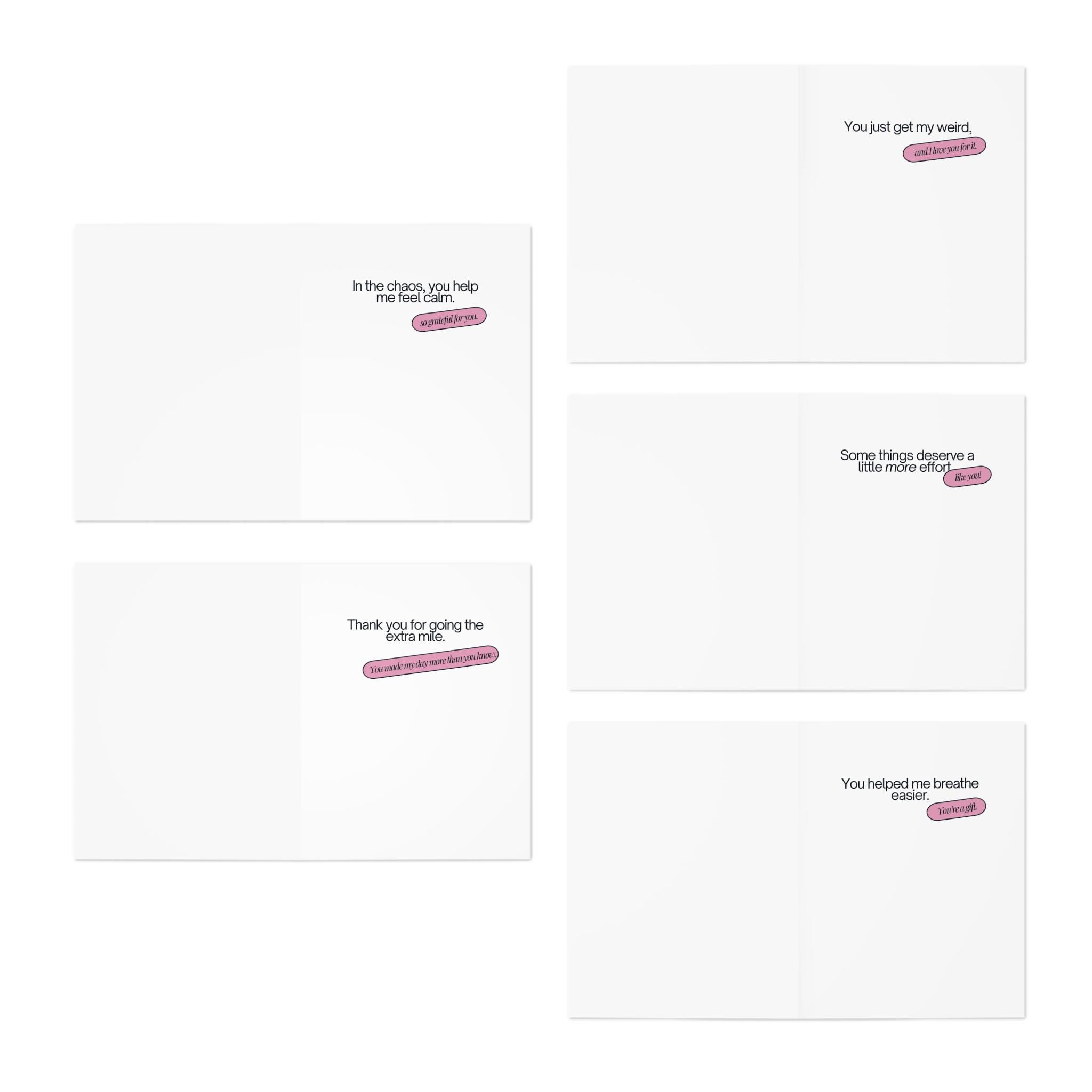 Minimalist Thank You Card Set - 5 Funny and Heartfelt Greeting Cards ...