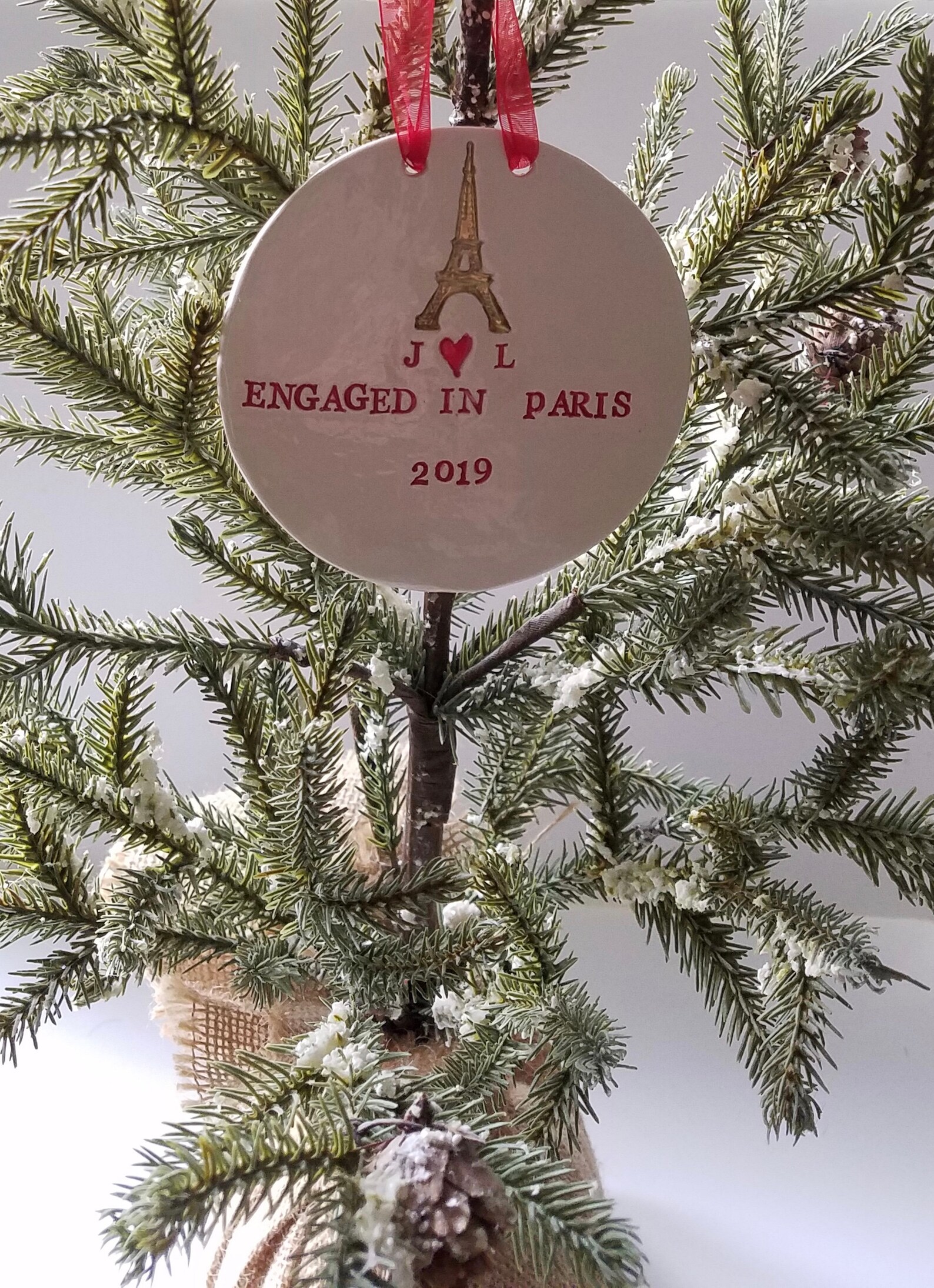 Personalized French Keepsake Engaged Ornament Paris Design Eiffel Tower ...