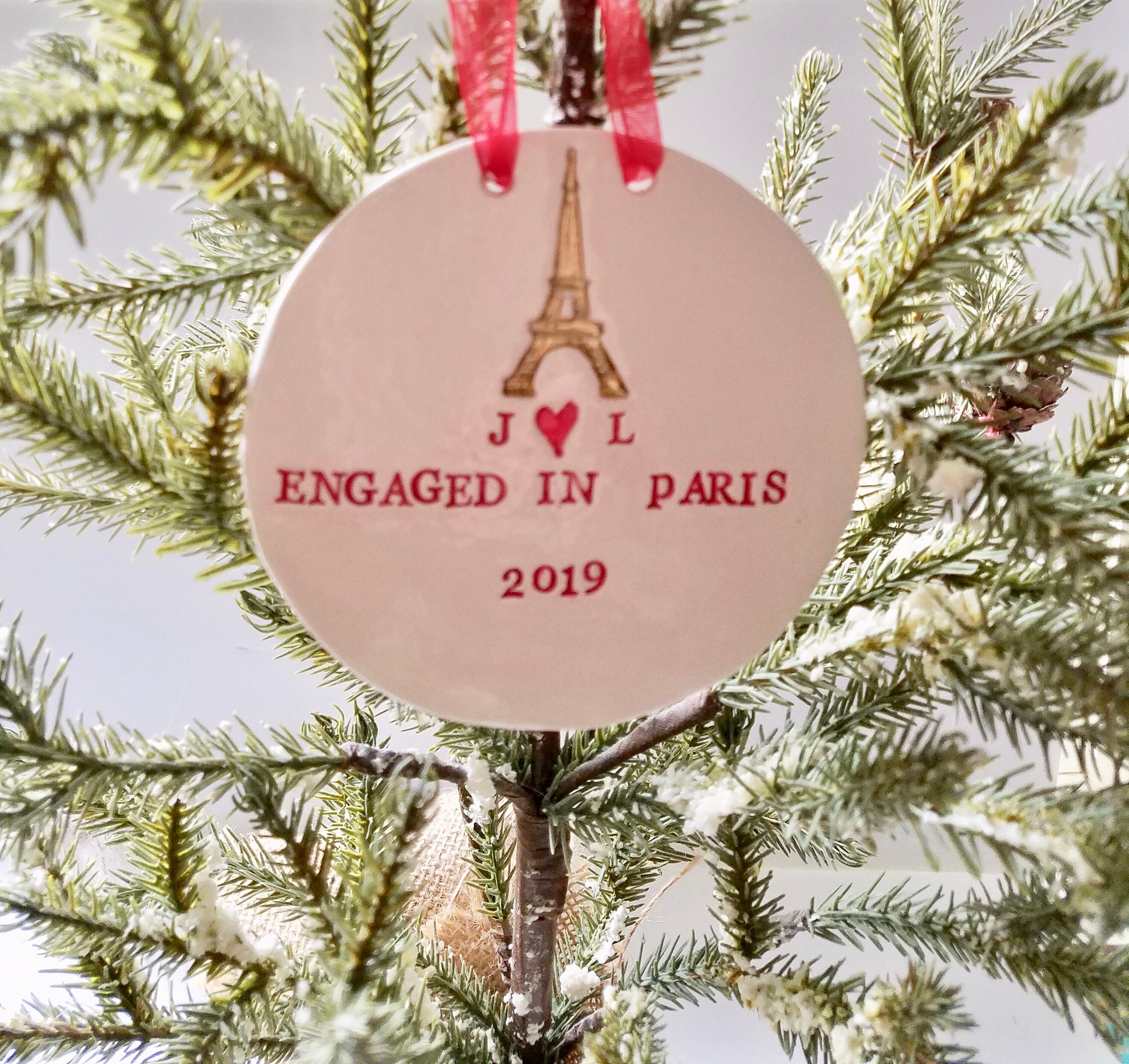 Personalized French Keepsake Engaged Ornament Paris Design Eiffel Tower ...