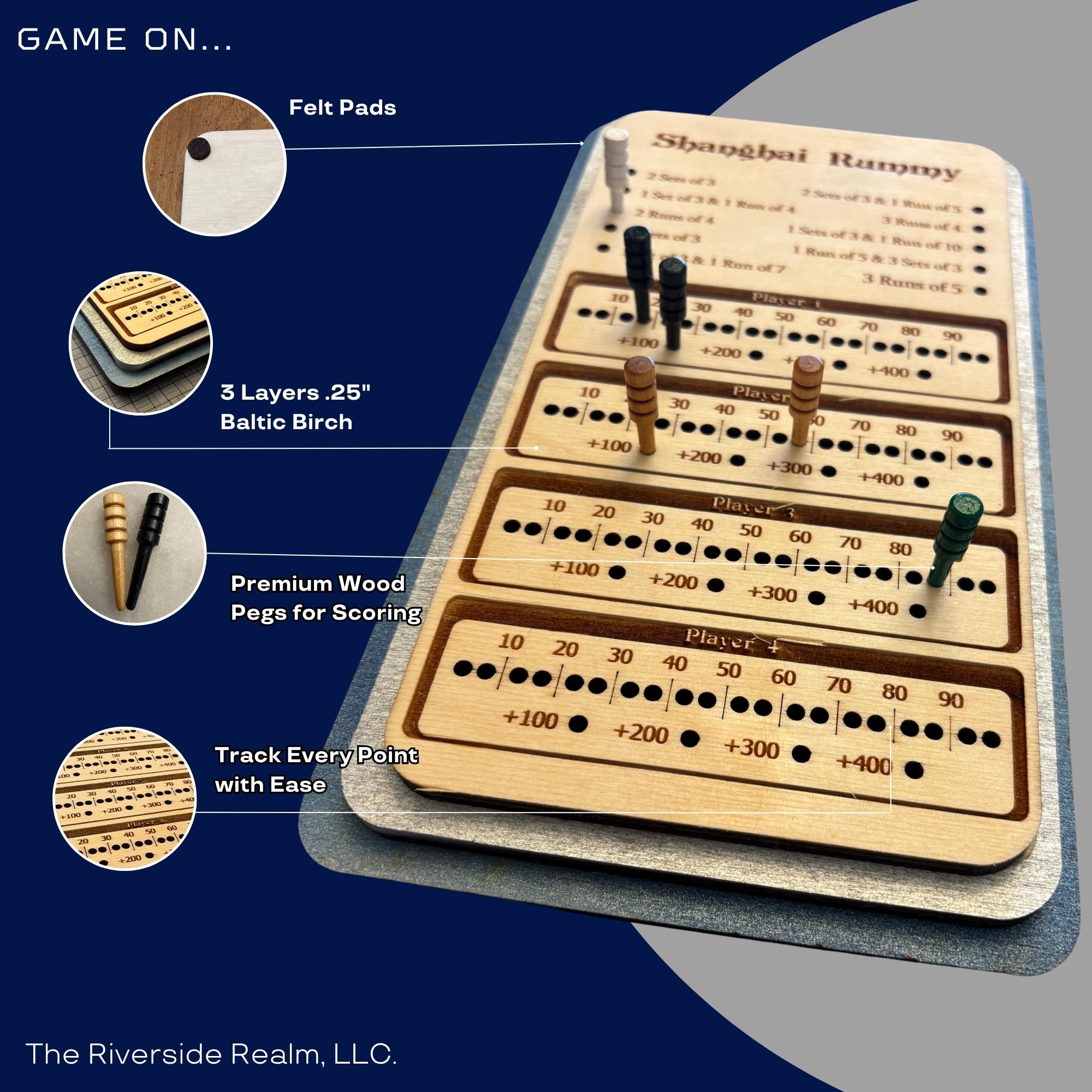 Shanghai Rummy Scoreboard: Wooden Card Game Tracker - Etsy
