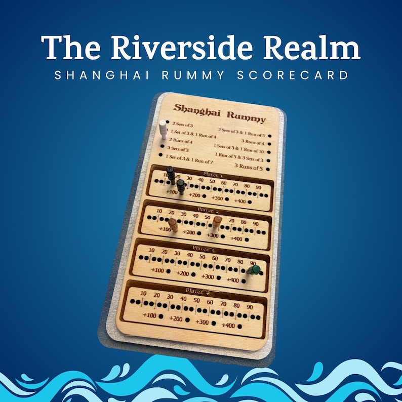 Shanghai Rummy Scoreboard: Wooden Card Game Tracker - Etsy
