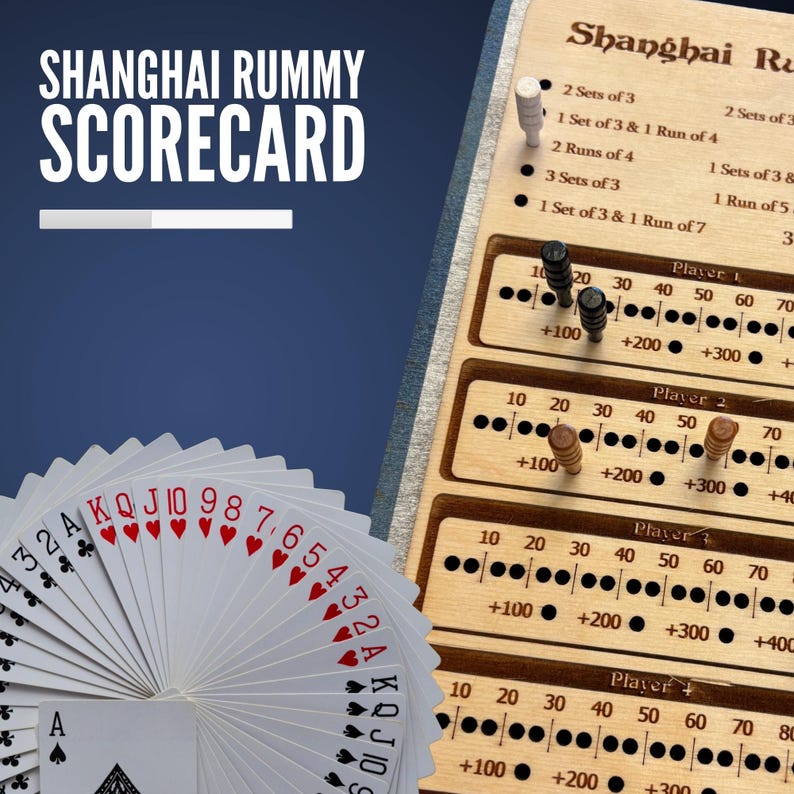 Shanghai Rummy Scoreboard: Wooden Card Game Tracker - Etsy