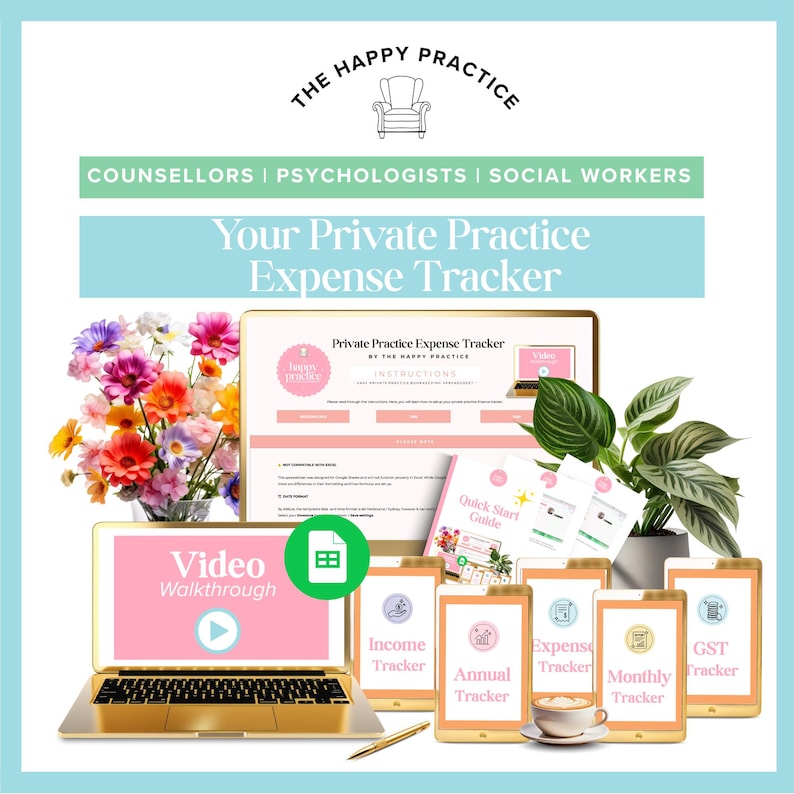 Private Practice Income Expense Tracker: Google Sheets Bookkeeping ...