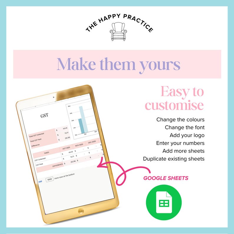 Private Practice Income Expense Tracker: Google Sheets Bookkeeping ...