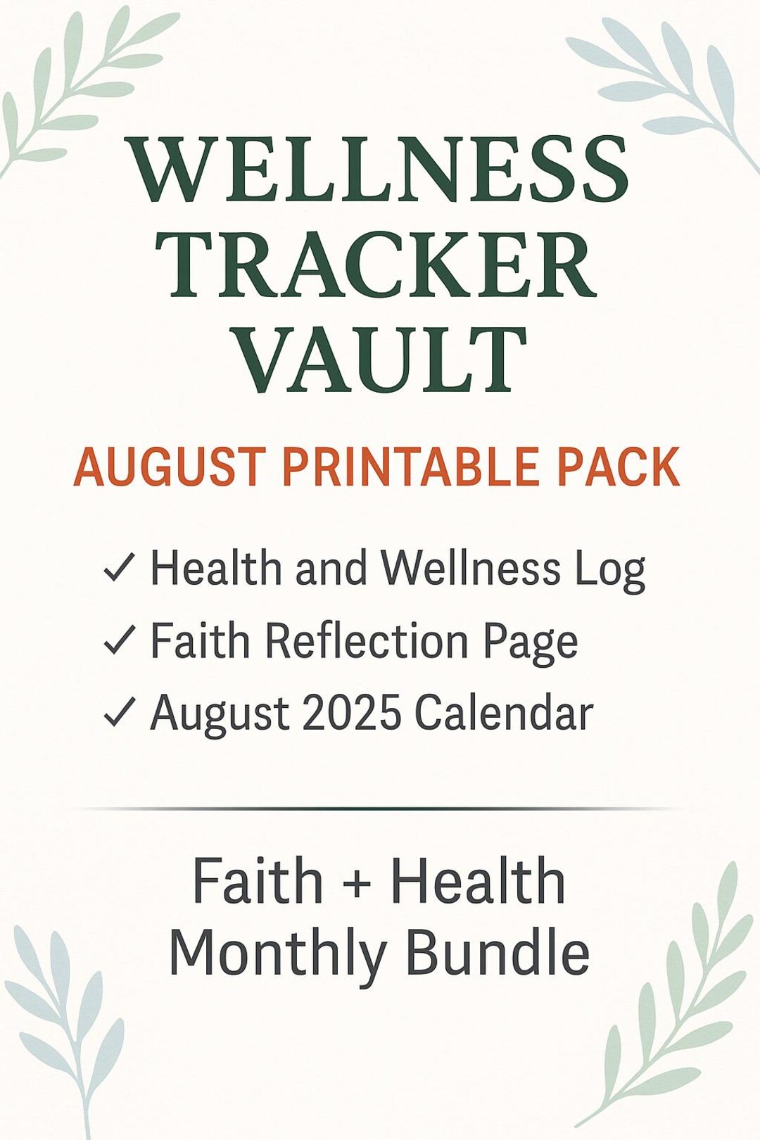 Printable August Health & Wellness Calendar | Daily Tracker Planner PDF ...