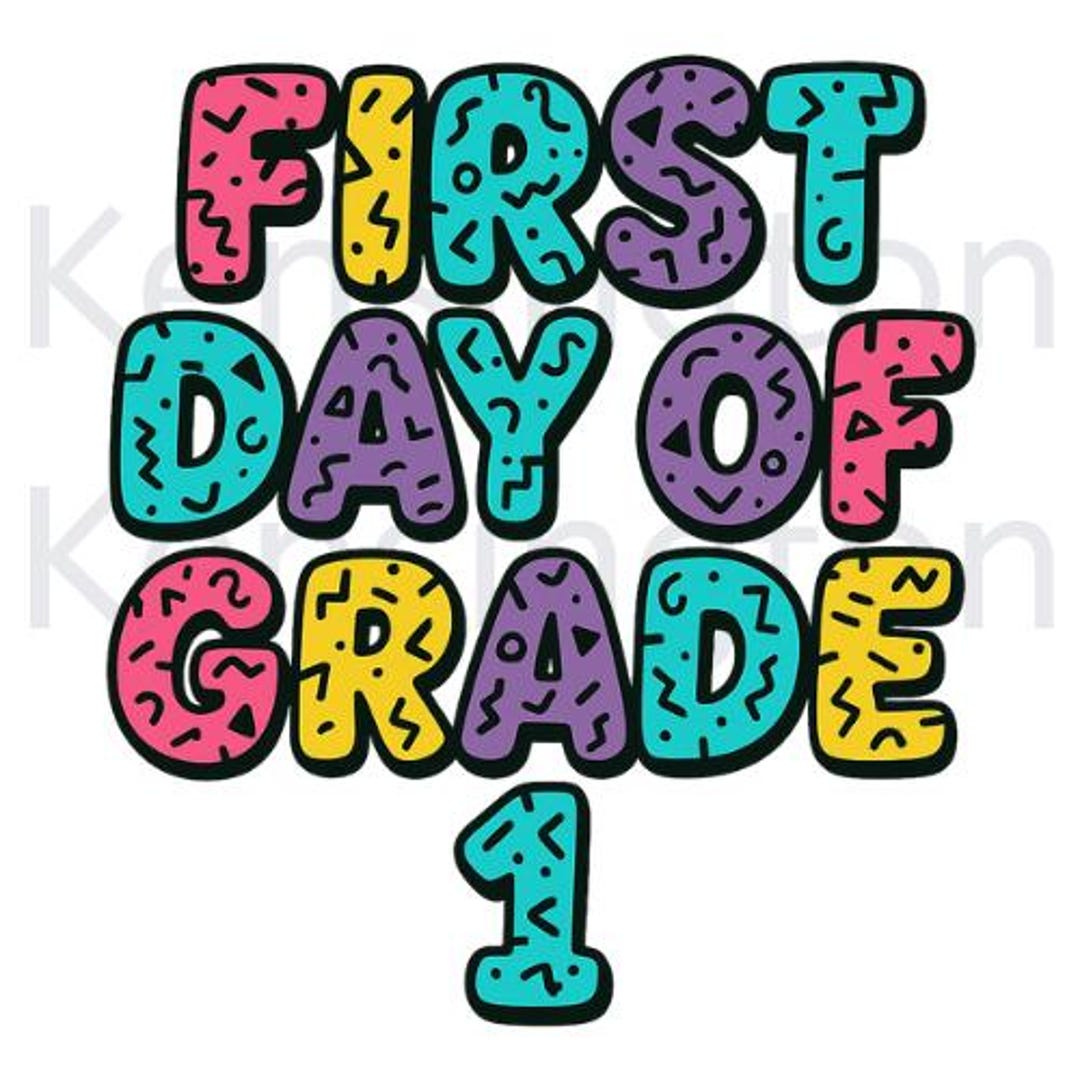 First Day of Grade 1 Sign – Retro 90s Printable – Fun Bubble Letter ...