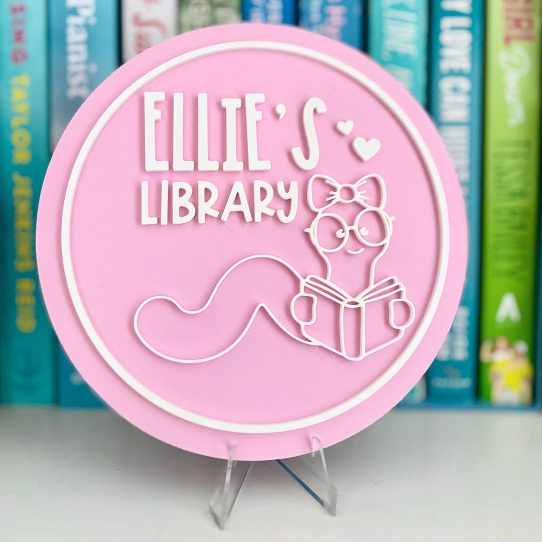 Bookworm Bookshelf Sign, Personalized Library Sign, Bookshelf Decor ...