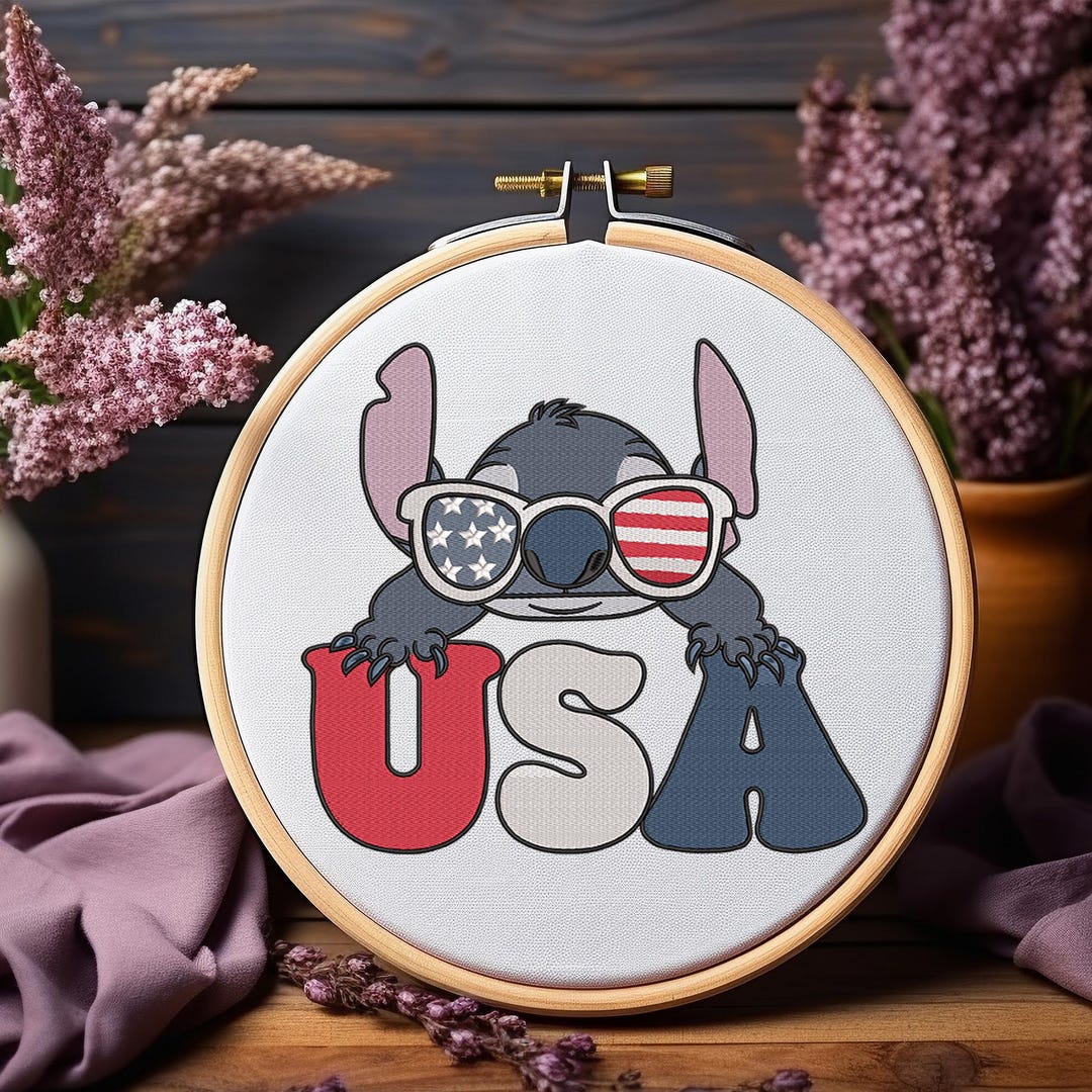 USA Stitch Embroidery Design, Independence Day Stitch File, 4th of July ...
