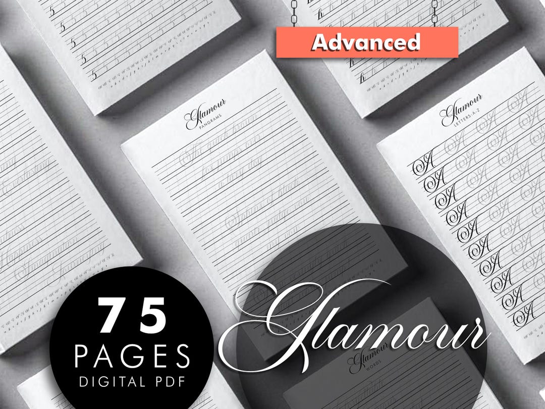 Glamour Font Calligraphy Practice Sheet PDF Procreate Alphabet Guide ...