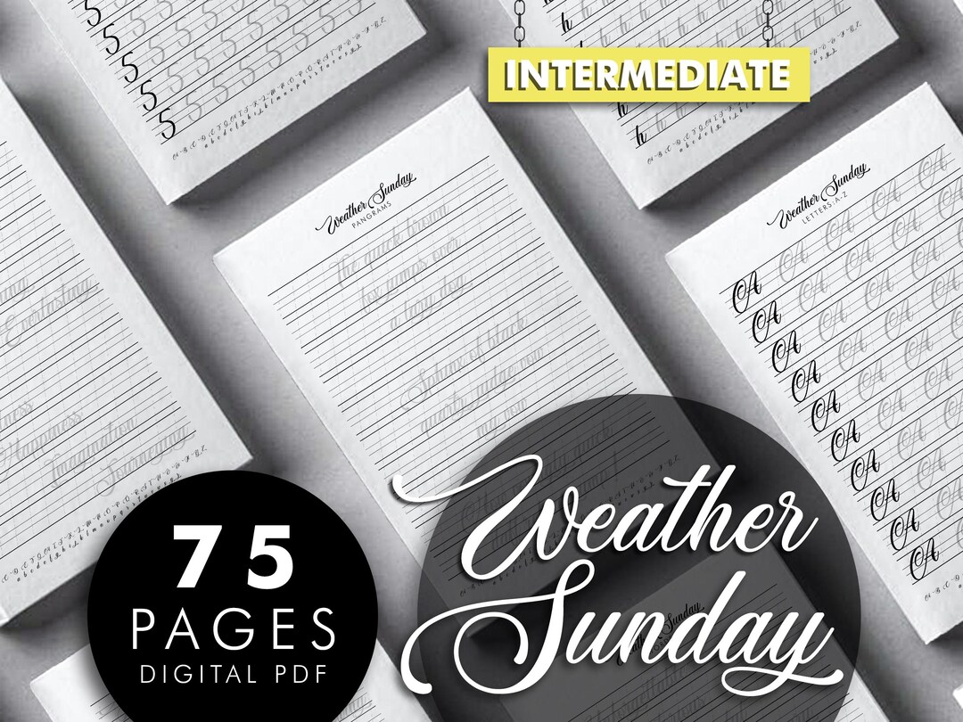 Weather Sunday Script Font Calligraphy Practice Sheet PDF Procreate ...