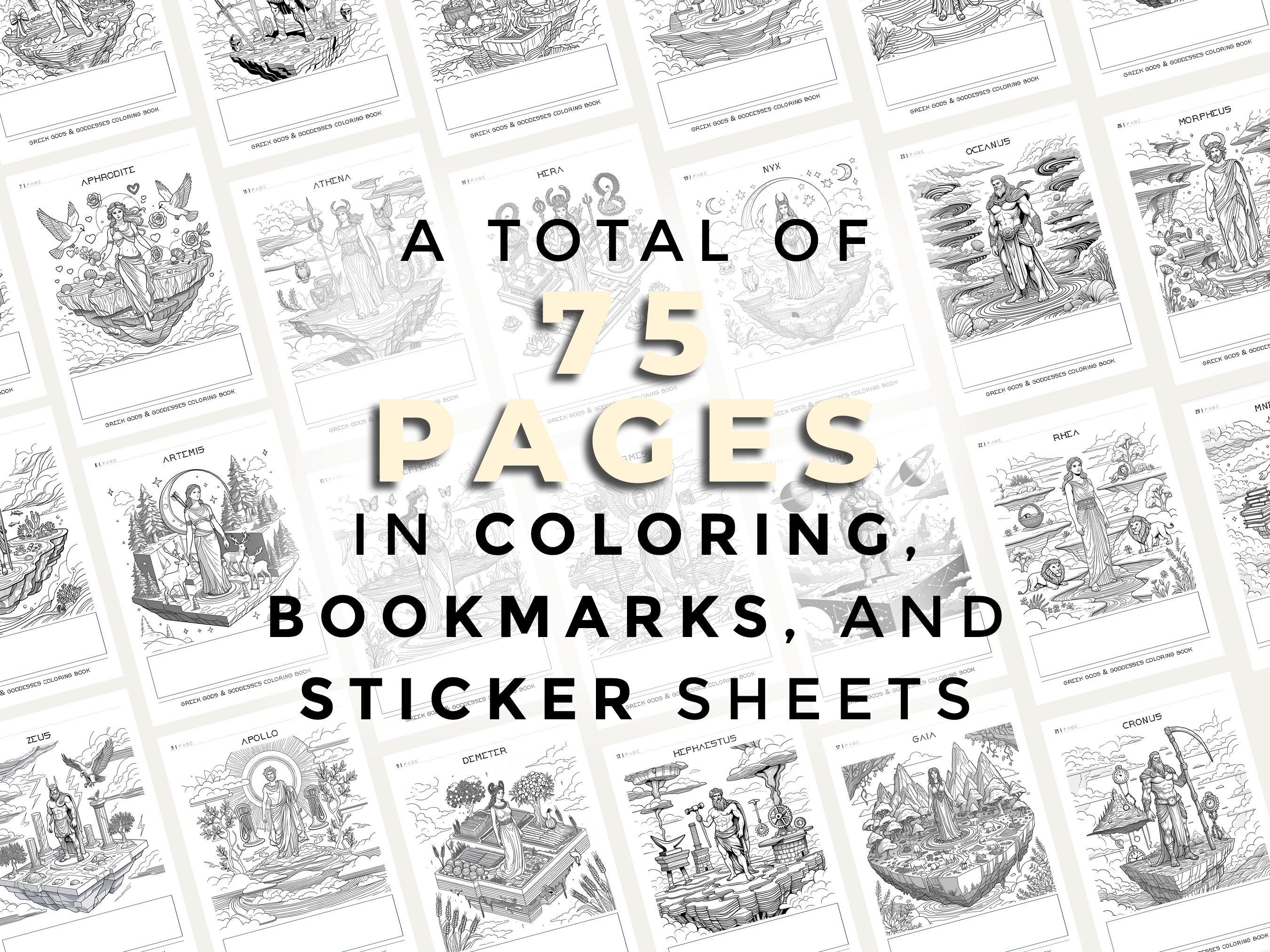 Greek Gods Coloring Book: Myth Art, DIY Stickers & Bookmarks (digital ...