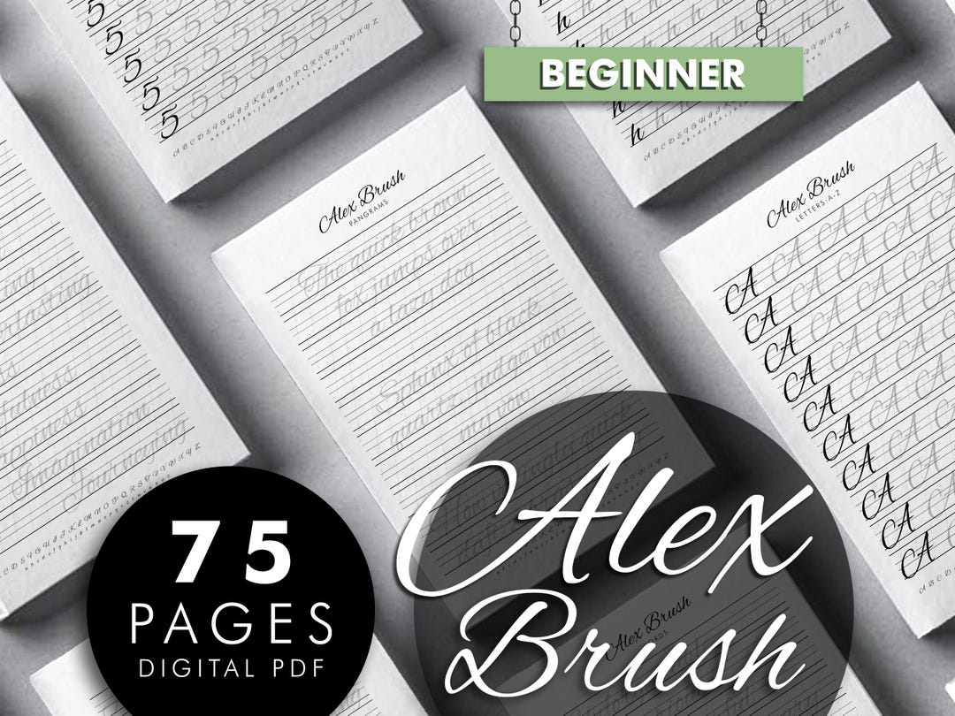 Alex Brush Script Font Calligraphy Practice Sheet PDF Procreate ...