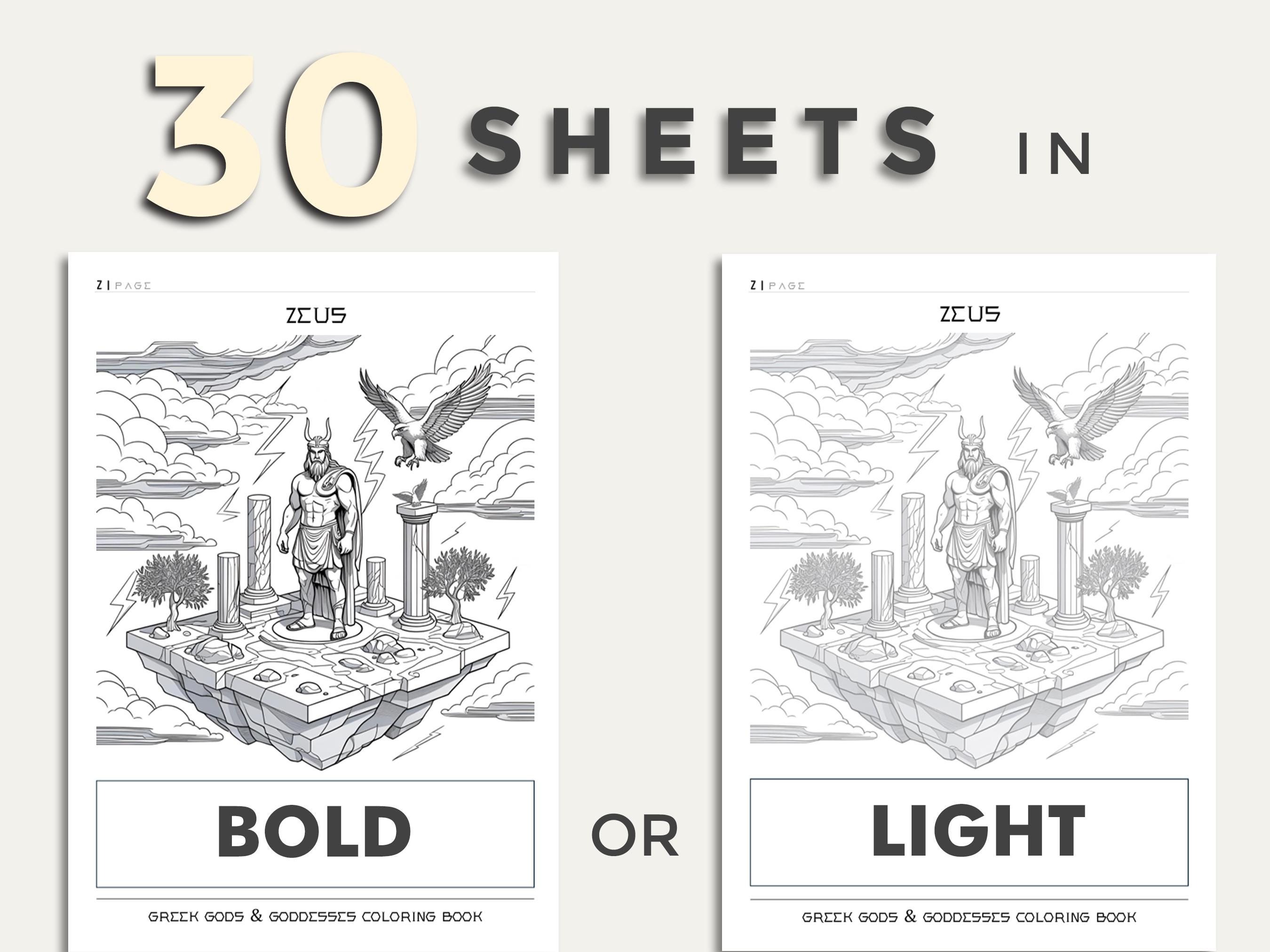Greek Gods Coloring Book: Myth Art, DIY Stickers & Bookmarks (digital ...