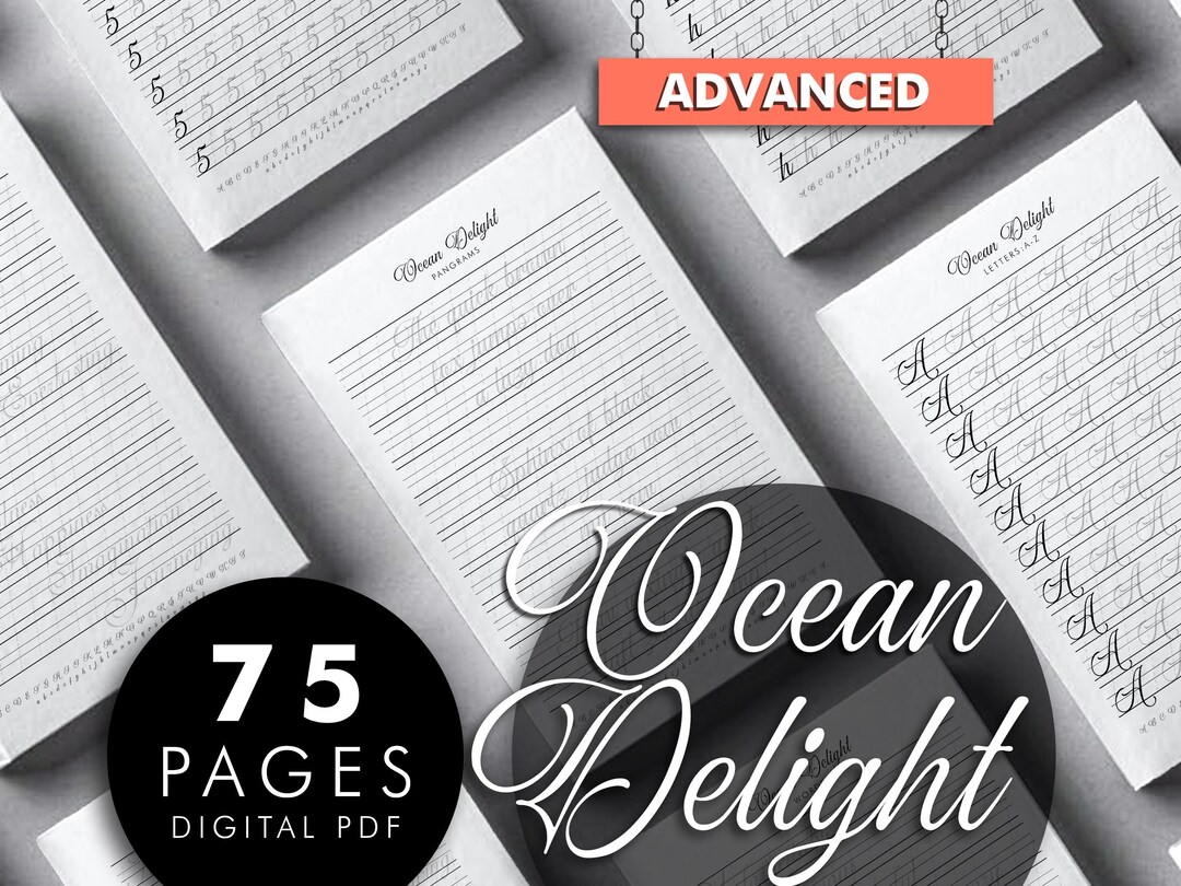Ocean Delight Script Font Calligraphy Practice Sheet PDF Procreate ...