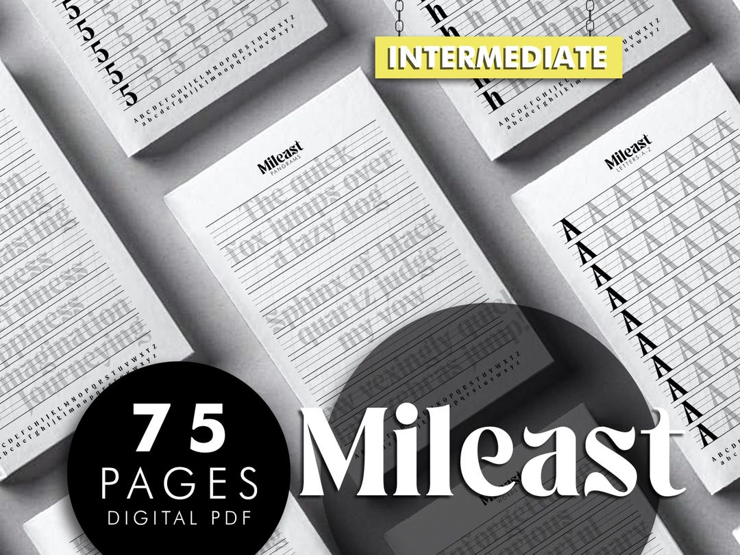 Mileast Retro Font Calligraphy Practice Sheet PDF Procreate Alphabet ...
