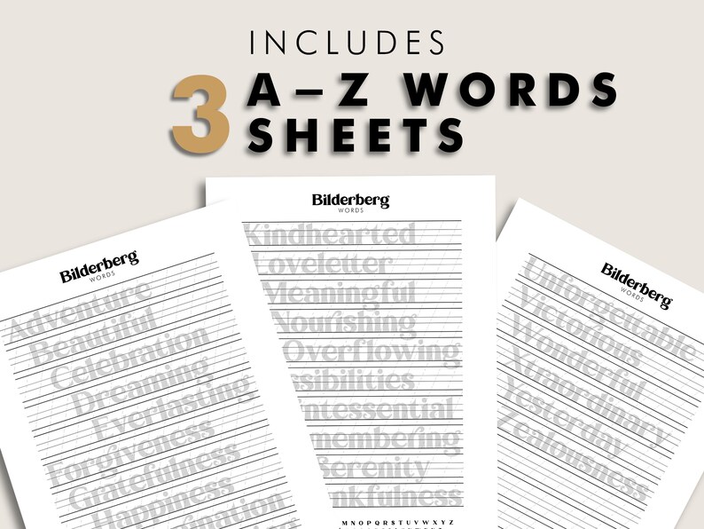 Bilderberg Font Serif Calligraphy Practice Sheet PDF Procreate Alphabet ...