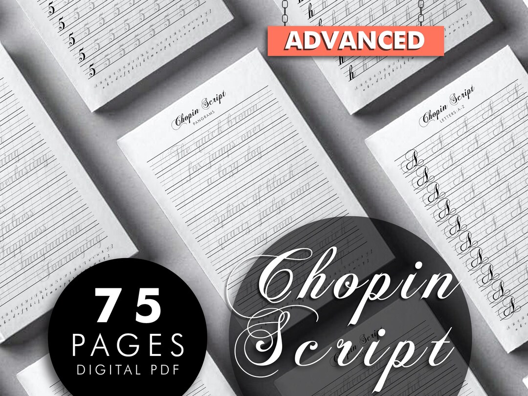 Chopin Script: Calligraphy Practice Sheets, Beginner Lettering (PDF) - Etsy