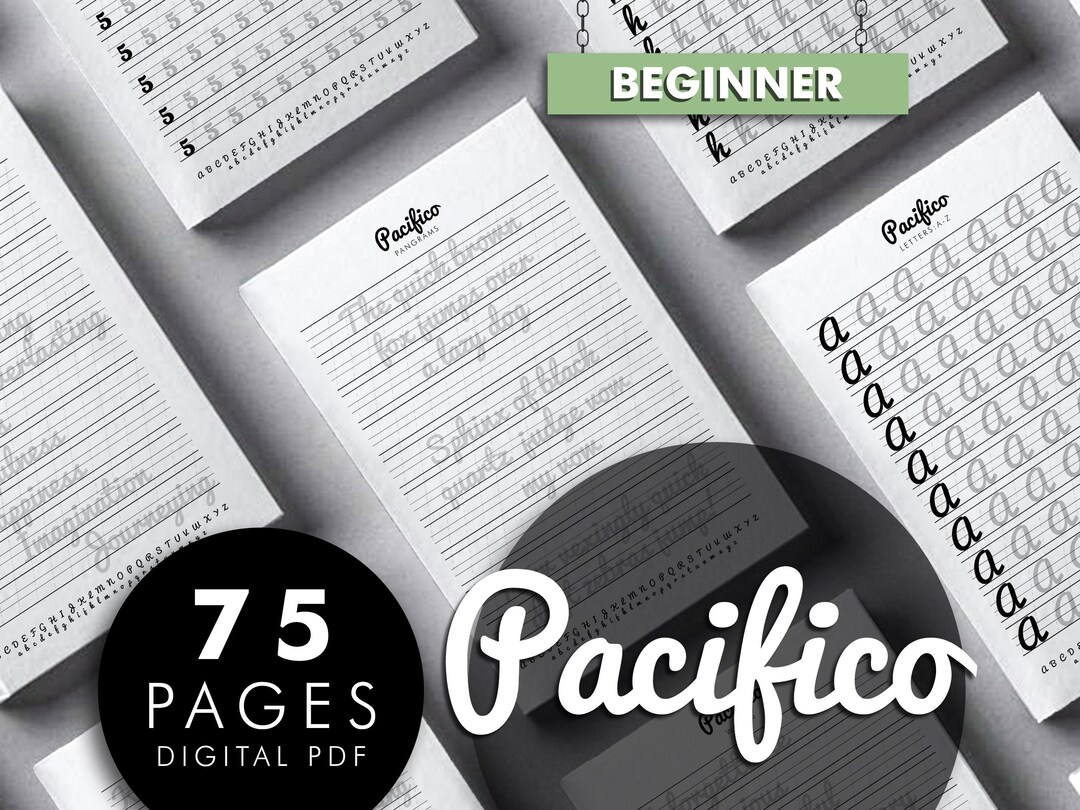 Pacifico Script Calligraphy Practice Sheets: Beginner Lettering Guide ...