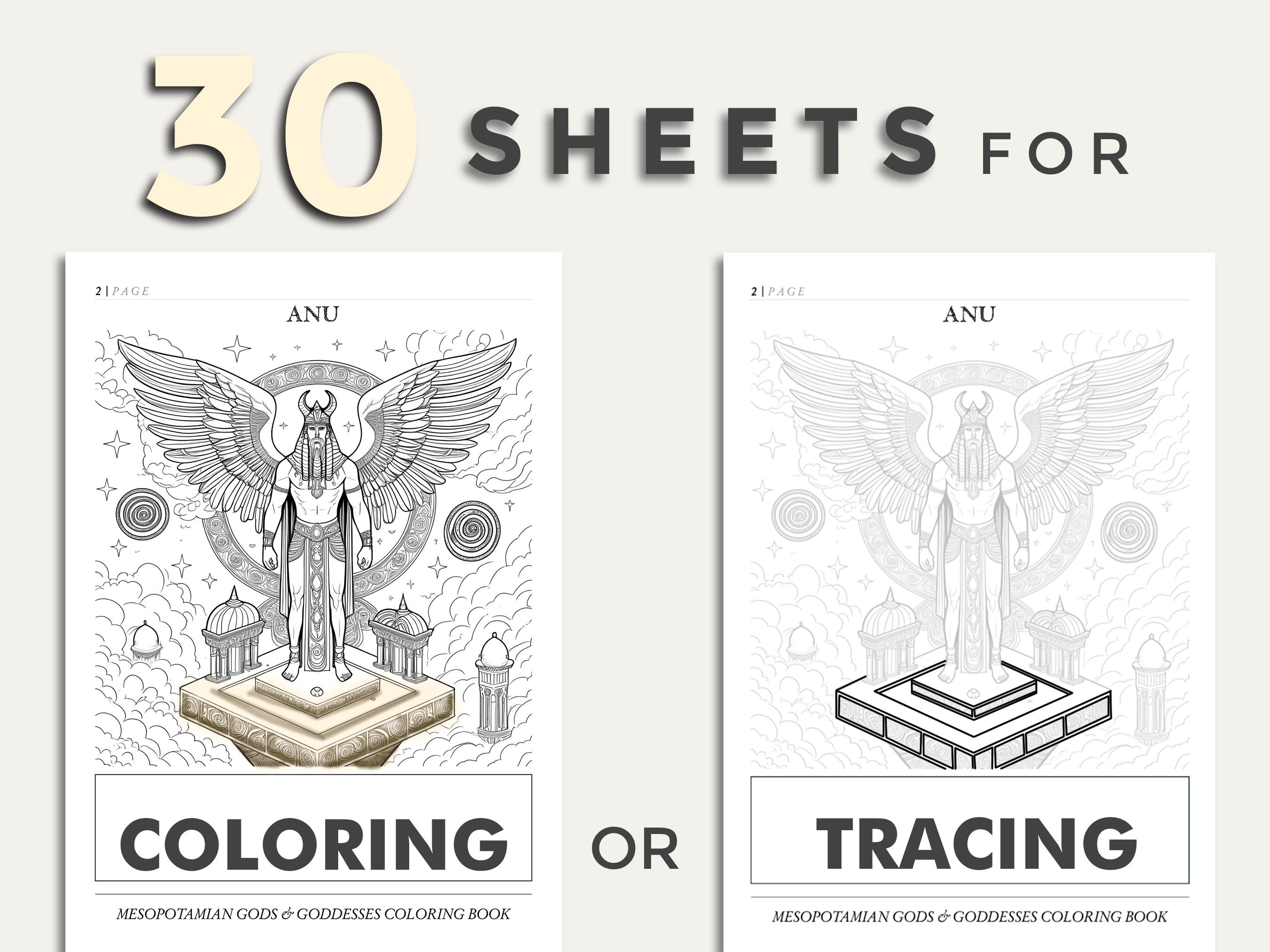 Ancient Mesopotamian Gods Coloring Book Deities Myth Art Print PDF ...