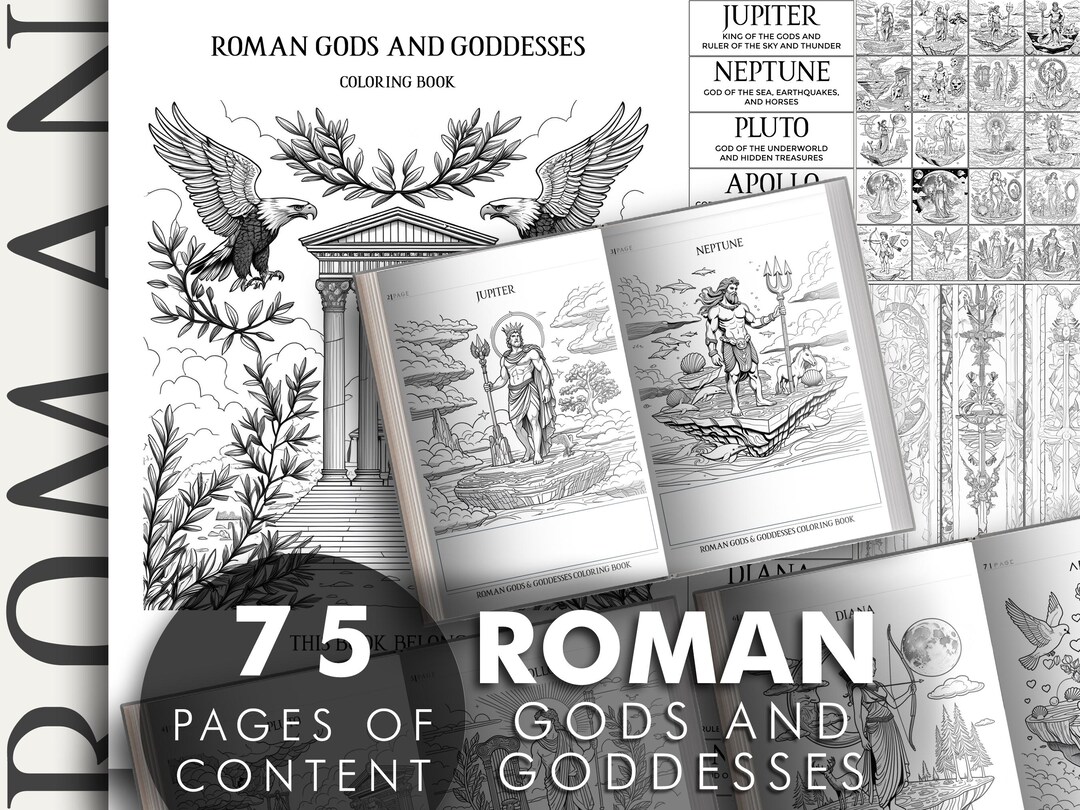 Ancient Roman Gods Coloring Book Roman Deities Myth Art Print PDF ...