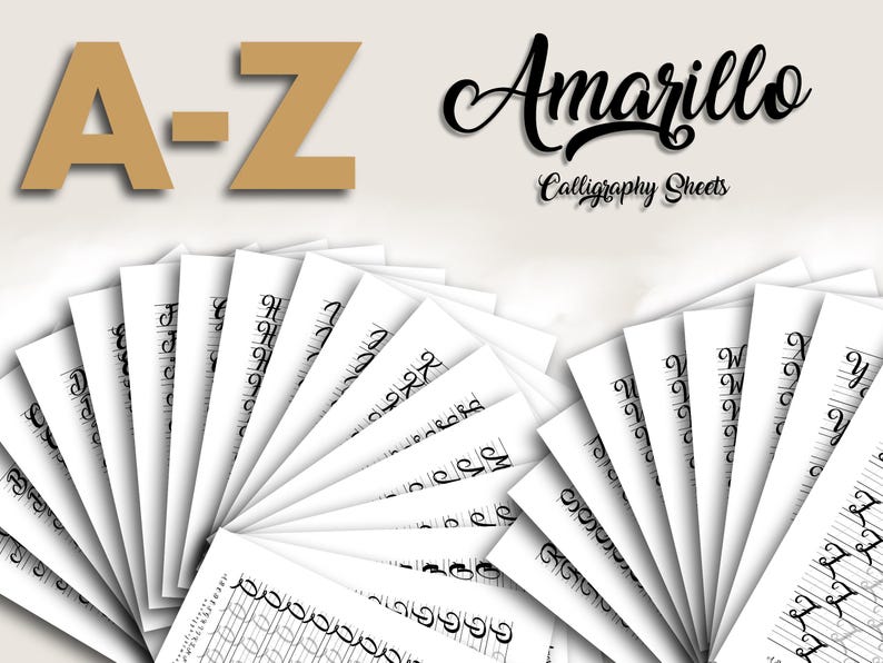 Amarillo Font Calligraphy Practice Sheet PDF Procreate Alphabet Guide ...