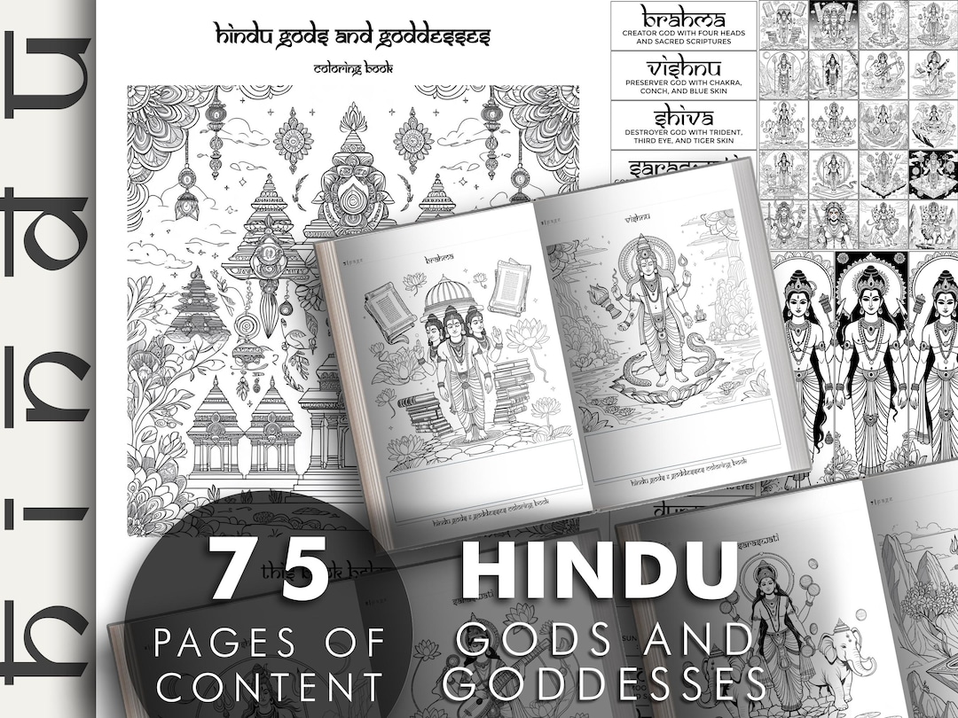 Ancient Hindu Gods Coloring Book Hindu Deities Myth Art Print PDF ...