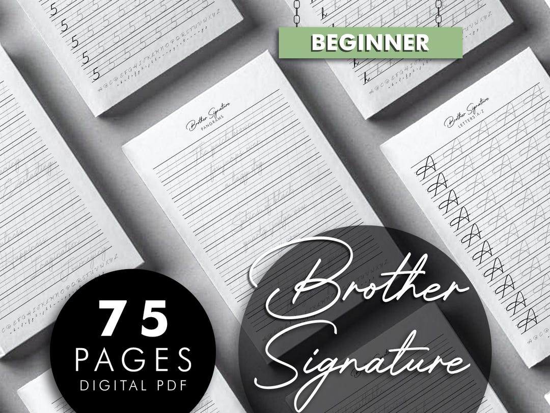Brother Signature Font Calligraphy Practice Sheet PDF Procreate ...