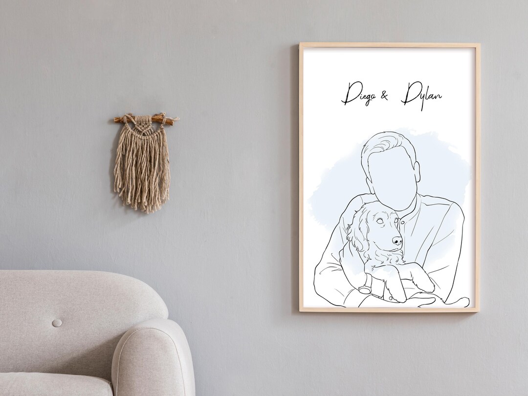 Personalized Faceless Line Drawing | Black and White Line Couple Art ...