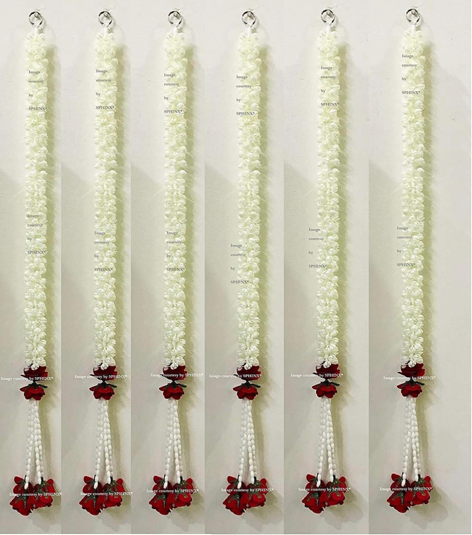 Beautiful Artificial Flower Garland for Pooja & Festival | White Red ...