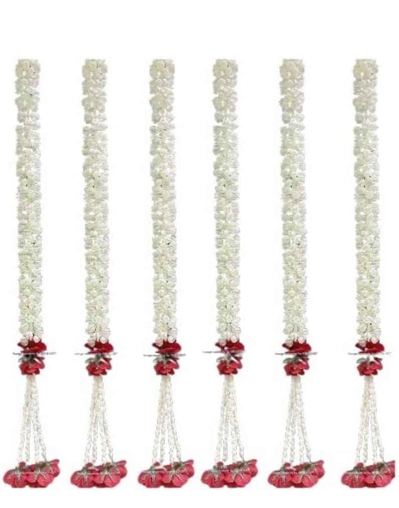 Beautiful Artificial Flower Garland for Pooja & Festival | White Red ...