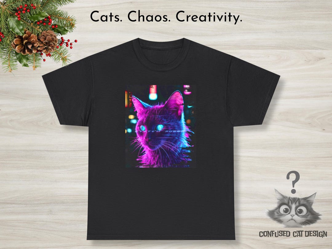 Cyberpunk Cat T-shirt, System Purrr Graphic Tee, Unisex Tee, Streetwear ...