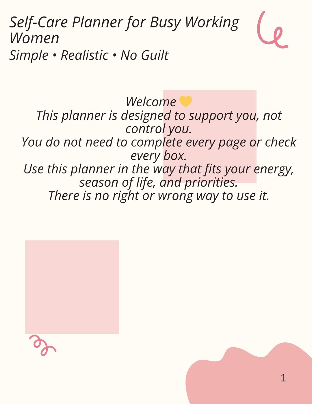Realistic Self-care Planner for Busy Working Women | Pink Beige Daily ...