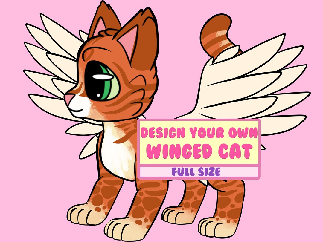 Design Your Own Winged Cat Original Character Custom full Size - Etsy