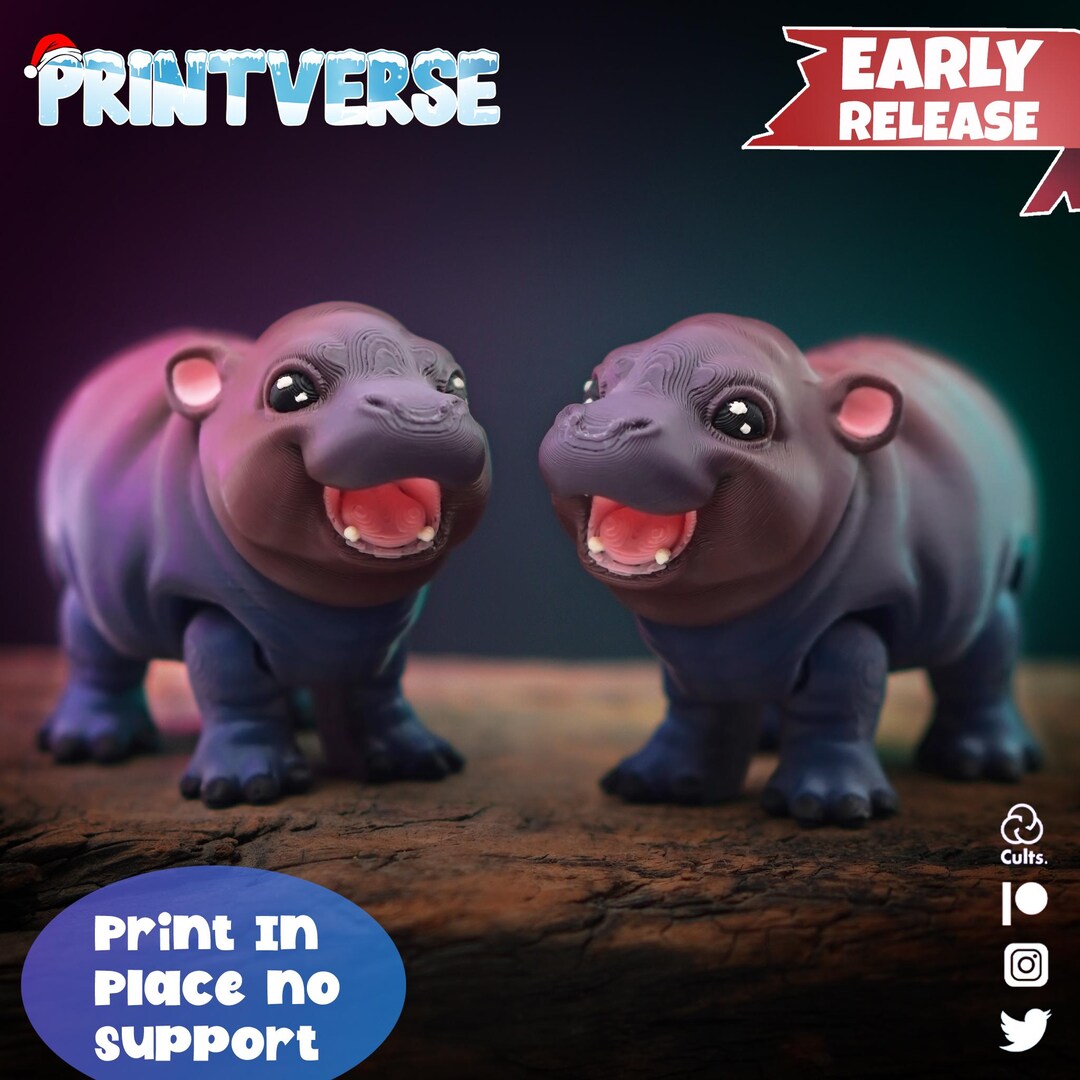 Flexy Baby Hippo STL Print in Place - Etsy